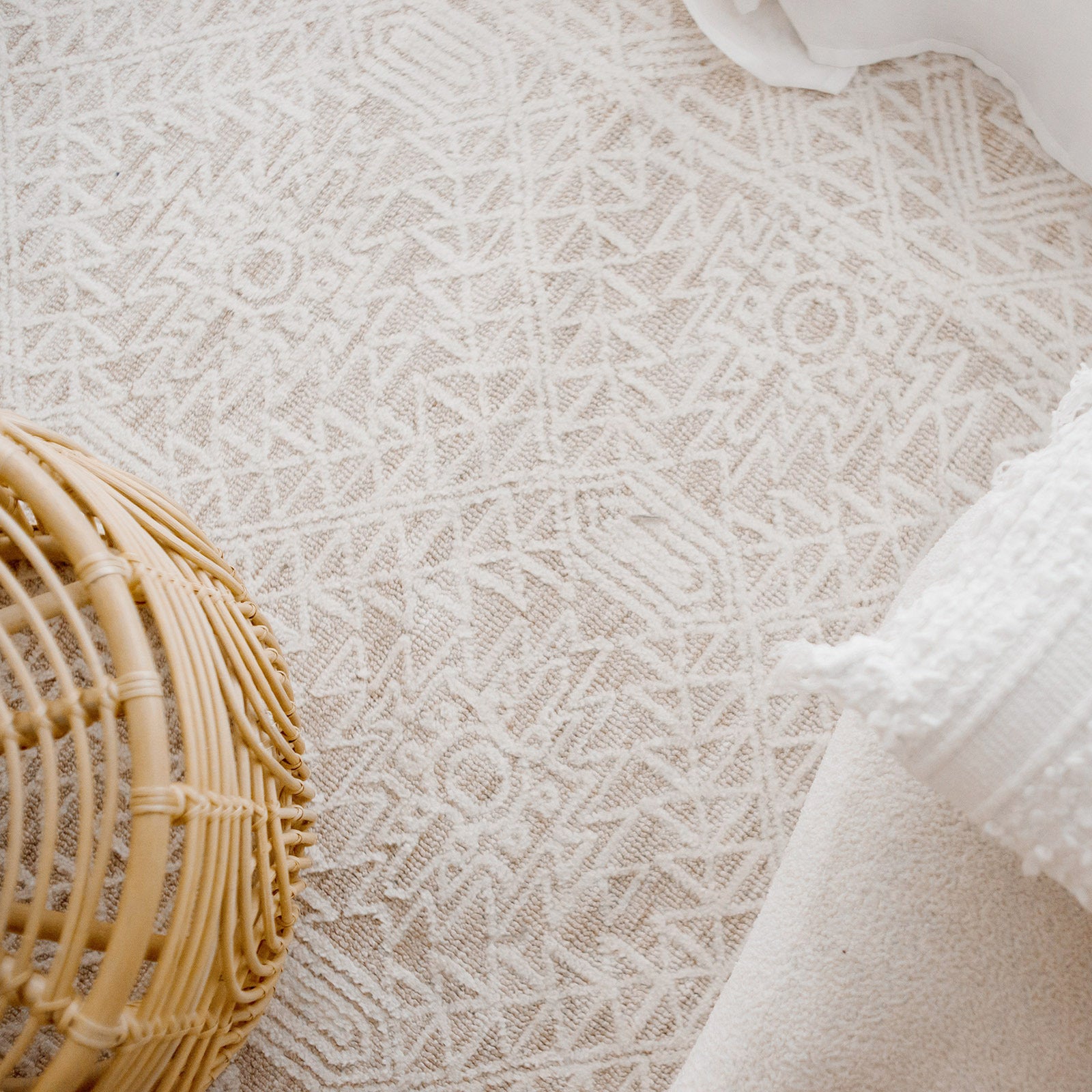 Benagil Cream Textured Tribal Rug (200 X 300cm) | Baha